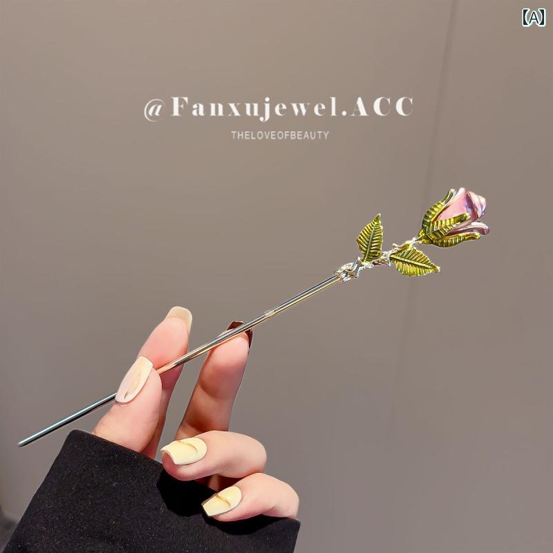 - スタイル: レトロ.宮廷風 - 材質: - - ヘアアクセサリー分類: 簪（かんざし） - カラー: レトロローズ