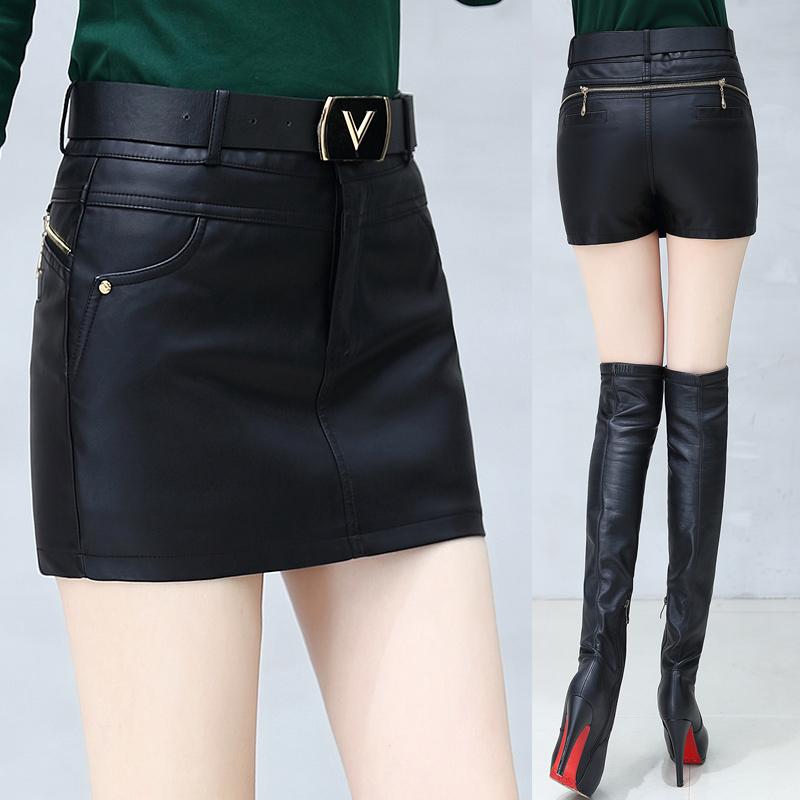 ・スタイル: 万能・デザイン: ジッパー・ウエスト: ハイウエスト・丈: ショート・サイズ展開: S.M.L.XL.XXL.3XL.4XL・素材: PU・シルエット: ストレート・厚さ: 通常・カラー展開: レッド.ブラック