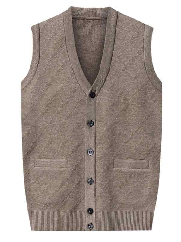 シルエット: ゆったり デザイン: リブ裾 加工: ノーアイロン仕上げ 素材: ニット 機能: 吸湿性・通気性が良い 厚さ: 標準 ネック: Vネック 前立て: シングルボタン ポケット: 表ステッチポケット 柄: 無地 カラー: 中グレー...