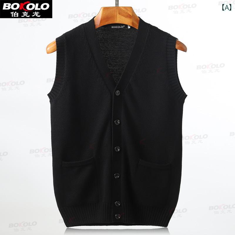 サイズ: M.L.XL.XXL.XXXL 素材: ニット 柄: 無地 襟タイプ: Vネック 前立て: シングルボタン カラー: ブラック.ライトグレー.ブルー.ダークブルー シーン: ビジネスカジュアル デザイン: ボタン装飾 下部デザイン...