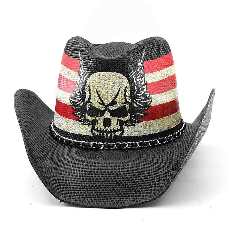 ウエスタン カウボーイ レトロ アメリカン つば広 メンズ レディース ハット スカル ギター アウトドア スタイリッシュ かっこいい 旅行 プレゼント