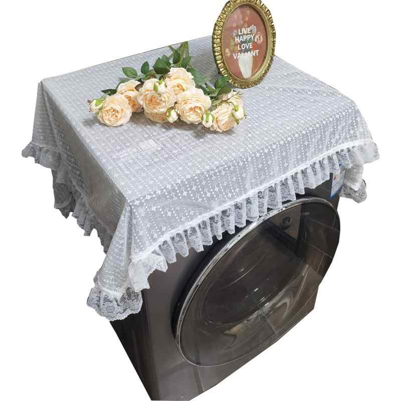 埃 除け カバー フレンチ 白 レース 洗濯機 4辺 フリル 防塵 正方形 リビング キッチン かわいい 家庭用 柔らか 快適 小花柄 大きめ