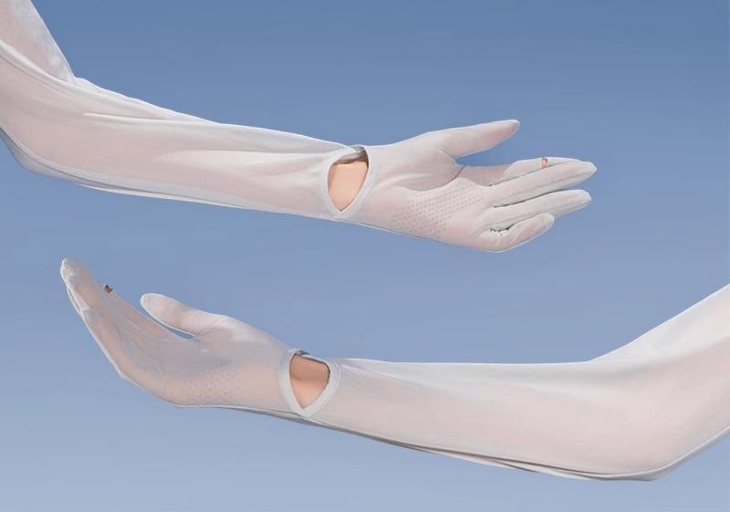 アームカバー 手袋 夏 日焼け対策 ロング スリーブ 薄手 5本指 手首開口 ひんやり 涼しい 通気性 滑り止め ナイロン フリーサイズ 運転 アウトドア グレー 黒 白