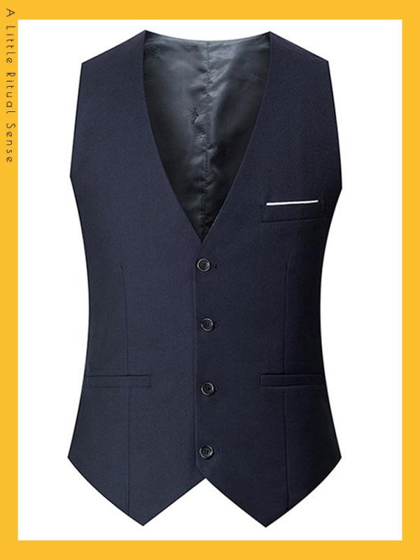 ベスト メンズ 冬 スーツ ビジネス フォーマル 結婚式 パーティー 前開き おしゃれ 花婿 春秋 チョッキ 大きいサイズ ゆったり シングルブレスト Vネック 無地 シンプル 黒 グレー 青