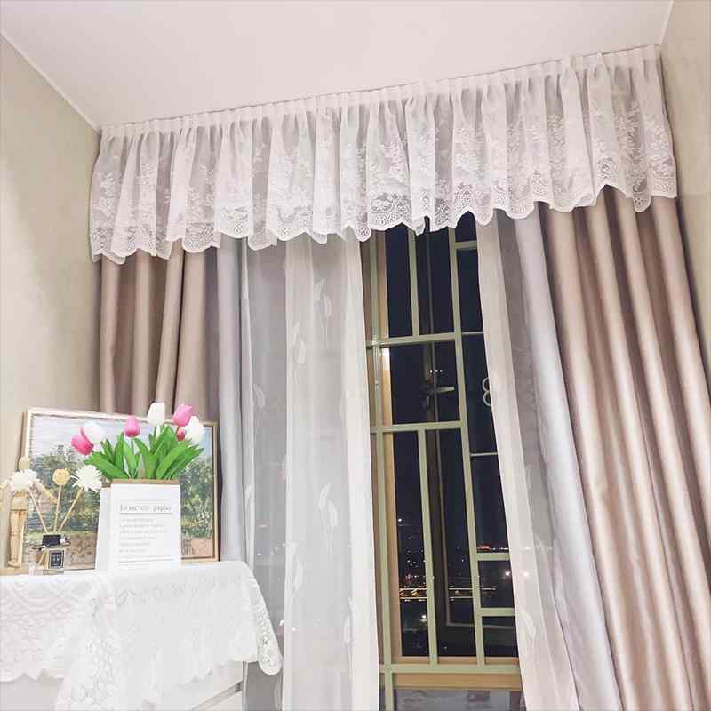 カフェカーテン おしゃれ レース 折りたたみ式 短い ヘッド 面ファスナー 出窓 キッチン 戸棚 装飾 さくらんぼ 花 韓国 白 目隠し 刺繍