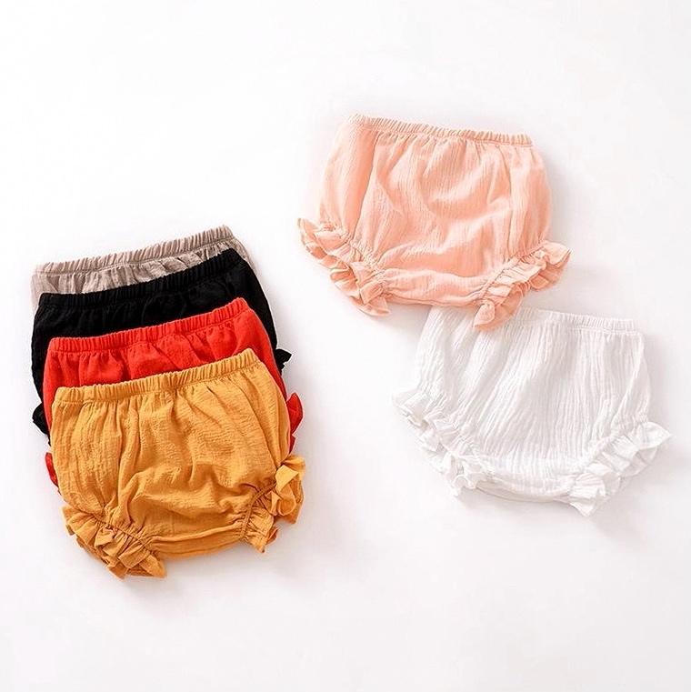 ベビー ブルマパンツ かわいい 赤ちゃん 女の子 伸縮 ウエストゴム カジュアル 韓国 子供 綿 夏 フリル ゆったり 普段使い お出かけ 旅行 無地 シンプル ピンク 黒 ベージュ