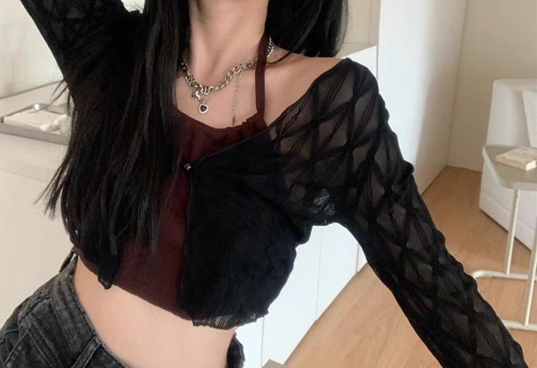 襟のタイプ: Vネック袖丈：長袖服の長さ: ショート衣類バージョン: スリムフィット