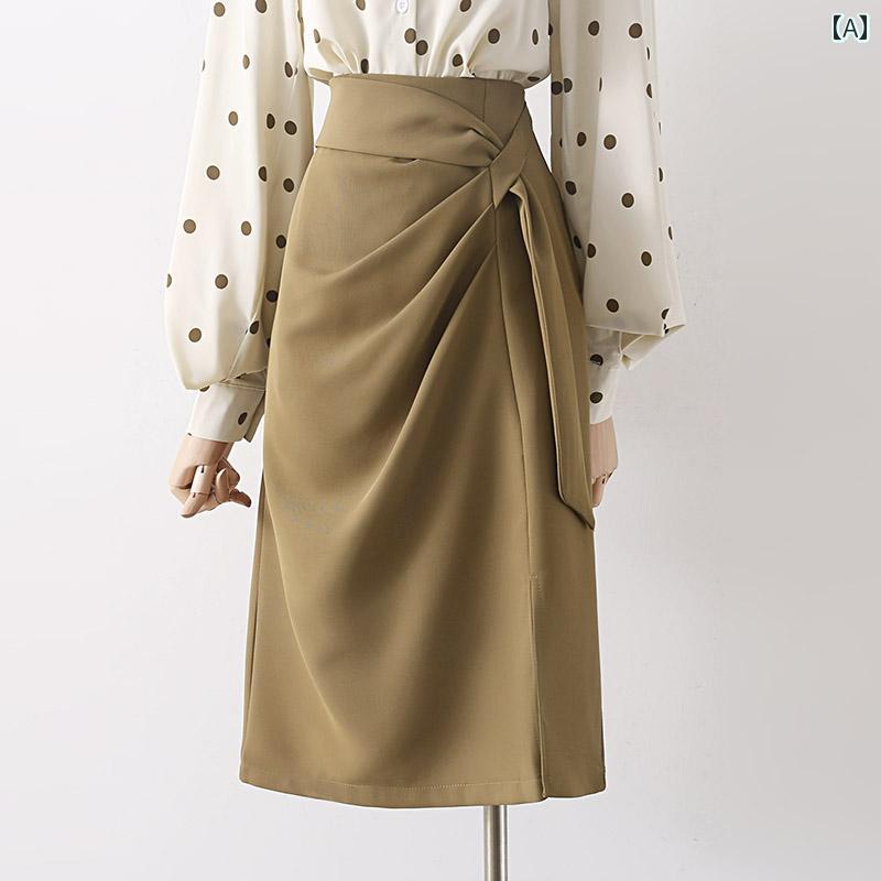 サイズ: S.M.L.XL 柄: 無地 ウエストタイプ: ハイウエスト カラー: ブラック.マスタードイエロー スカートタイプ: Aライン スカート丈: ミディスカート デザイン: プリーツ シルエット: Aタイプ