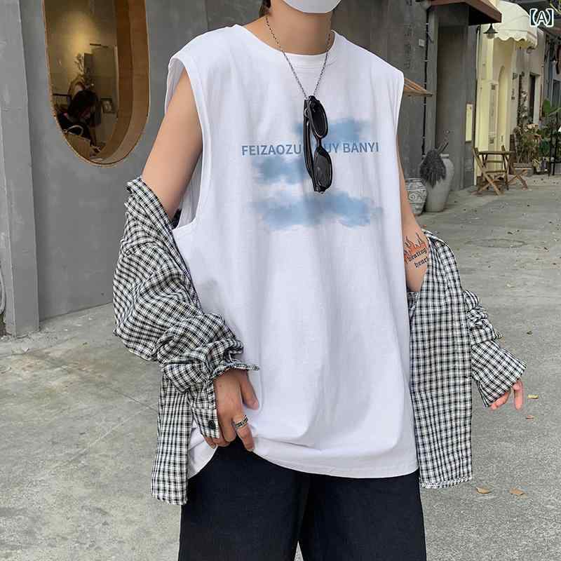 シルエット: ゆったり 裾デザイン: 同素材の裾 機能: 吸湿通気性が良い 種類: タンクトップ 厚さ: 標準 ネックライン: 丸首 ラウンドネック 開閉: プルオーバー サイズ: 4XL.5XL.M.L.XL.2XL.3XL カラー: ブ...