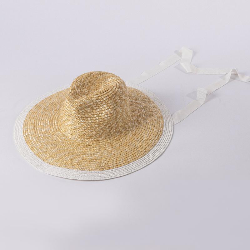 素材: ストロー サイズ: M（56-58cm） デザイン: シンプル カラー: ナチュラル つば形状: フラット 帽子トップ: ラウンド 種類: ストローハット つばタイプ: ワイド