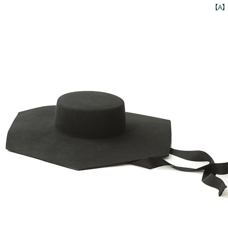 素材: ウール サイズ: M（56-58cm） カラー: ブラック つばの形状: 平つば デザイン: 礼帽