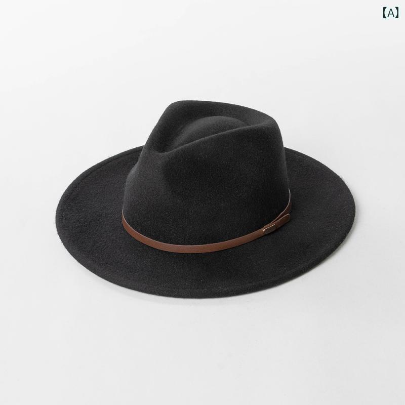 帽子の形: ハイクラウン つばの形: ワイドブリム デザイン: フエルトハット 素材: ウール シルエット: フラットブリム サイズ: M カラー: ブラック.ベージュ.ホワイト.グレー.ワインレッド.カーキ