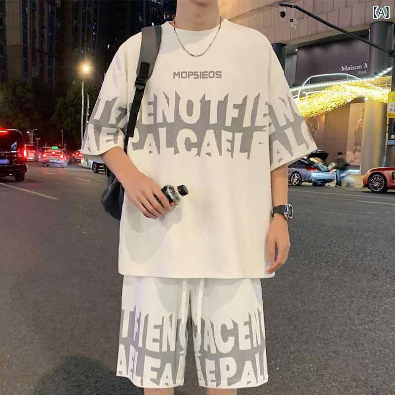トップスデザイン: Tシャツ 袖丈: 半袖 パンツ丈: ハーフパンツ シルエット: ゆったり カラー: ブラック.ホワイト.ミントグリーン サイズ: 4XL.3XL.2XL.M.L.XL.5XL