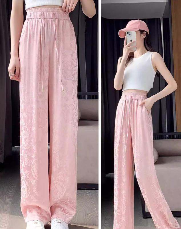 パンツのウエストの高さ：ハイウエストパンツタイプ: ワイドレッグパンツ厚さ: 薄手