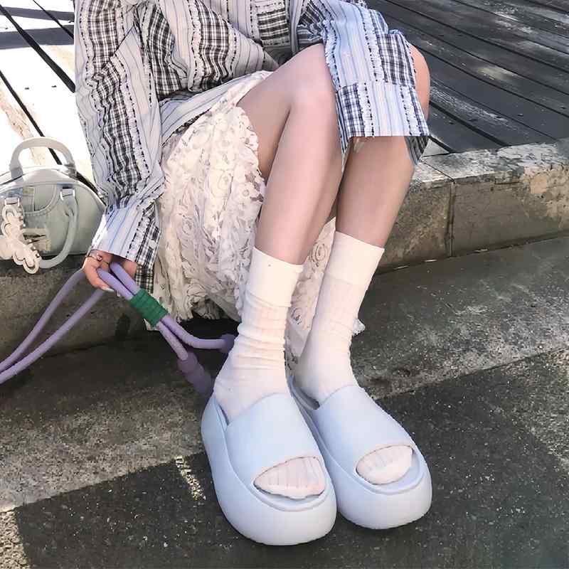 サンダル レディース 厚底 6cm EVA 夏 身長アップ 滑り止め 防臭 オープントゥ アウトドア ビーチ 普段使い シンプル カジュアル 青 白 ピンク