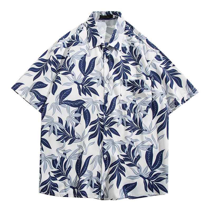 柄シャツ メンズ 半袖 夏 アイス ひんやり 涼しい 花柄 ゆったり ハワイアン カジュアル かっこいい リゾート風 薄手 大きいサイズ 白