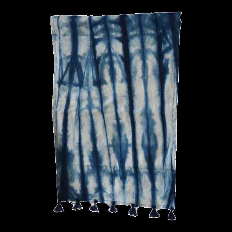 おしゃれ テーブルランナー レトロ カントリー風 シンプル コットンリネン 藍染 ストライプ柄 ダイニング 卓上クロス テレビ台 靴箱 装飾 カバー布 タッセル付き