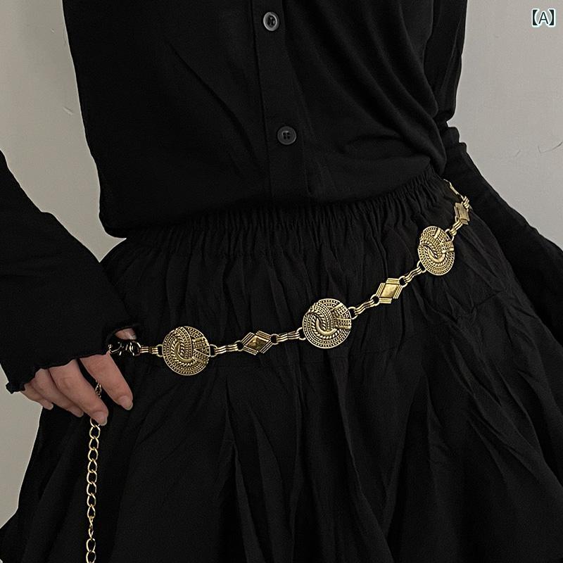 素材: 金属 デザイン: 腰チェーン カラー: ゴールド.シルバー バックル素材: 合金 バックルタイプ: フック式 長さ: シングルループ シルエット: ベーシック