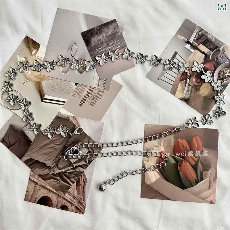 デザイン: チェーン付き タイプ: ウエストチェーン 幅: 2cm 長さ: 120cm 素材: 金属 バックルタイプ: フック式 バックル素材: 合金 カラー: シルバー 着用方法: シングルループ