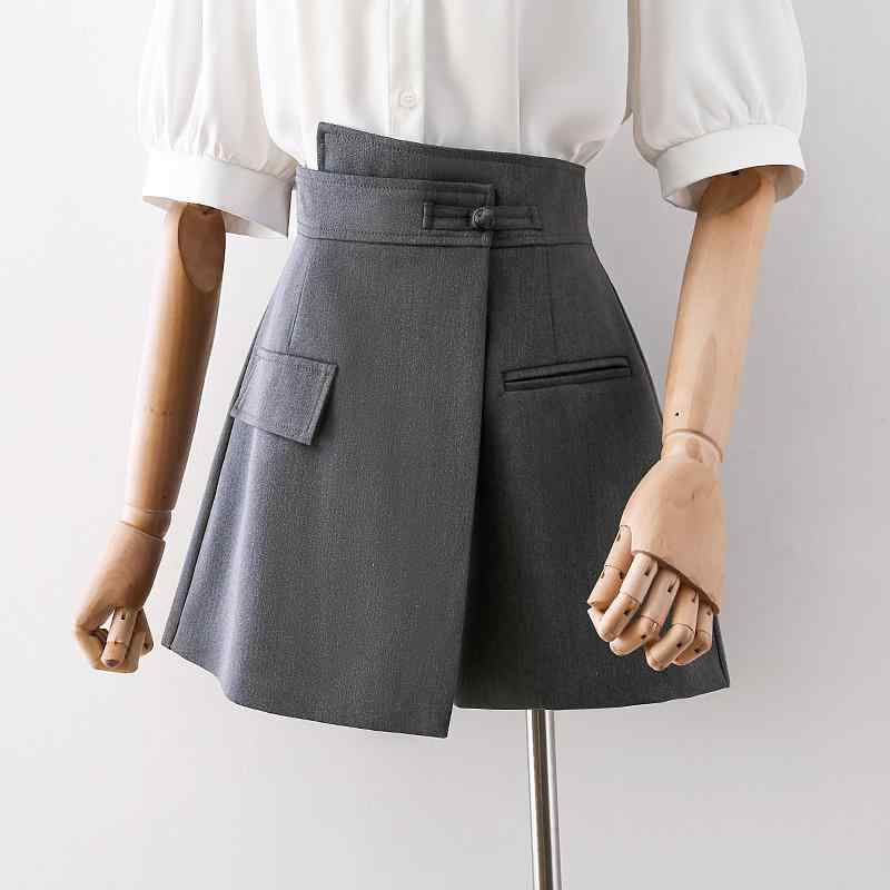 デザイン: シンプル シルエット: Aライン ウエスト: ハイウエスト スカート丈: ミニ 柄: 無地 サイズ: S.M.L.XL カラー: ブラック.グレー