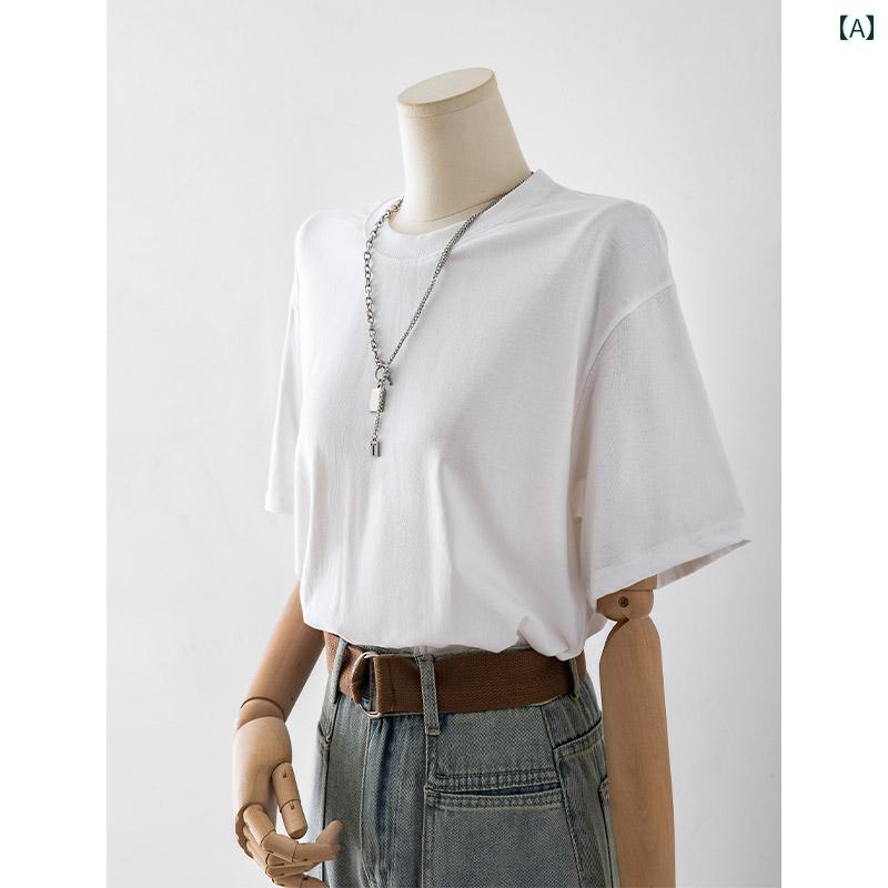 シルエット: ゆったり 柄: 無地 袖タイプ: ベーシック 厚さ: 標準 袖丈: 半袖 ネックライン: クルーネック 着丈: 標準 サイズ: 2XL.M.L.XL カラー: ホワイト