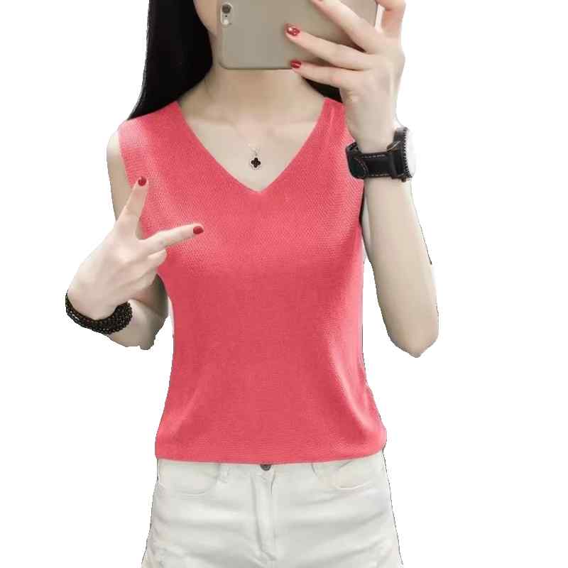 スタイル: オフィス テイスト: シンプル シルエット: ゆったり 素材: レーヨン 袖丈: ノースリーブ 襟: Vネック 丈: 通常丈 デザイン: プルオーバー 厚さ: 薄手 柄: 無地 サイズ: 4XL.3XL.2XL.S.5XL.M....