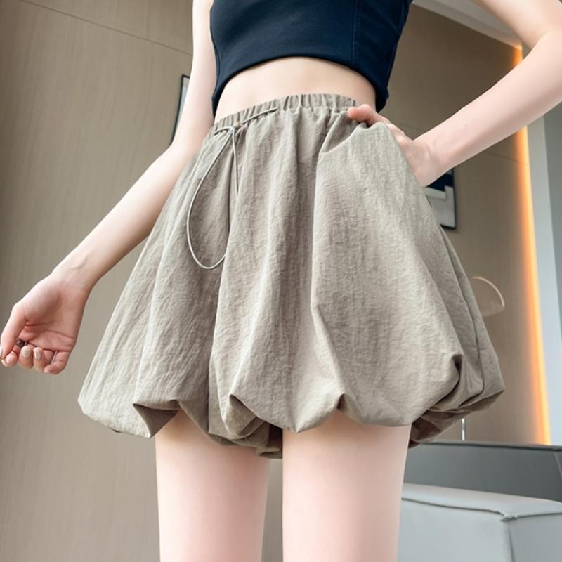 デザイン: ひも付き ウエスト: ハイウエスト パンツ丈: ショートパンツ シルエット: ワイドパンツ 厚さ: 薄手 カラー: ブラック.ブラック.グレー.グレー.カーキ.カーキ.コーヒーグリーン.コーヒーグリーン サイズ: S.M.L.X...