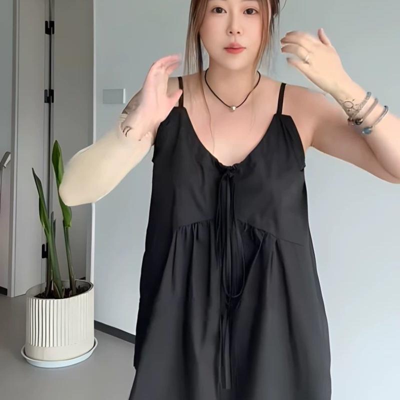 デザイン: 切り替えデザイン スタイル: オフィス シルエット: ゆったり 柄: 無地 袖丈: ノースリーブ ネックライン: Vネック 着丈: ミディアム丈 サイズ: 3XL.2XL.M.L.XL カラー: ブラック