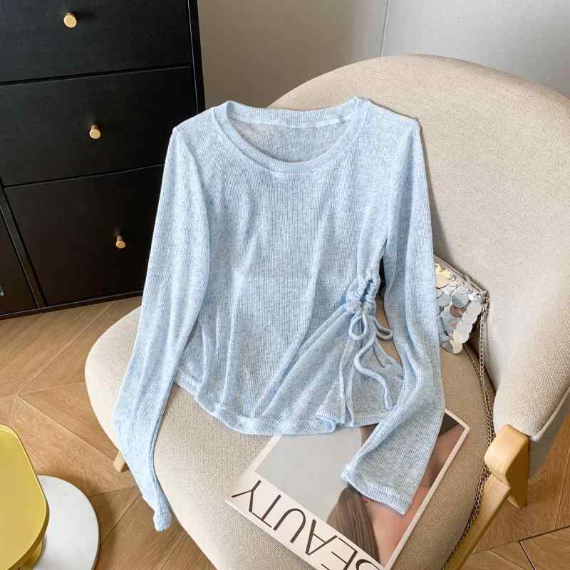 スタイル: オフィス シルエット: ゆったり 素材: ポリエステル 生地加工: ニット 厚さ: 薄手 袖丈: 長袖 ネックライン: クルーネック 着丈: 標準 柄: 無地 サイズ: フリー カラー: ブルー.ホワイト