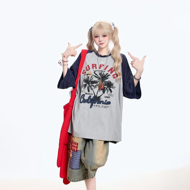 デザイン: プリント スタイル: カジュアル シルエット: ゆったり 袖タイプ: レギュラー 素材: 綿 袖丈: 半袖 ネックライン: クルーネック 着丈: ノーマル 柄: ロゴ・レター サイズ: M.L.XL カラー: イエロー.グレー