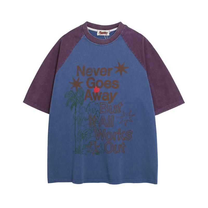 デザイン: プリント スタイル: ストリート シルエット: ゆったり 袖タイプ: ラグランスリーブ 袖丈: 半袖 ネックライン: クルーネック 着丈: 普通 柄: アルファベット.数字.文字 サイズ: M.L.XL カラー: ブルー.ピンク