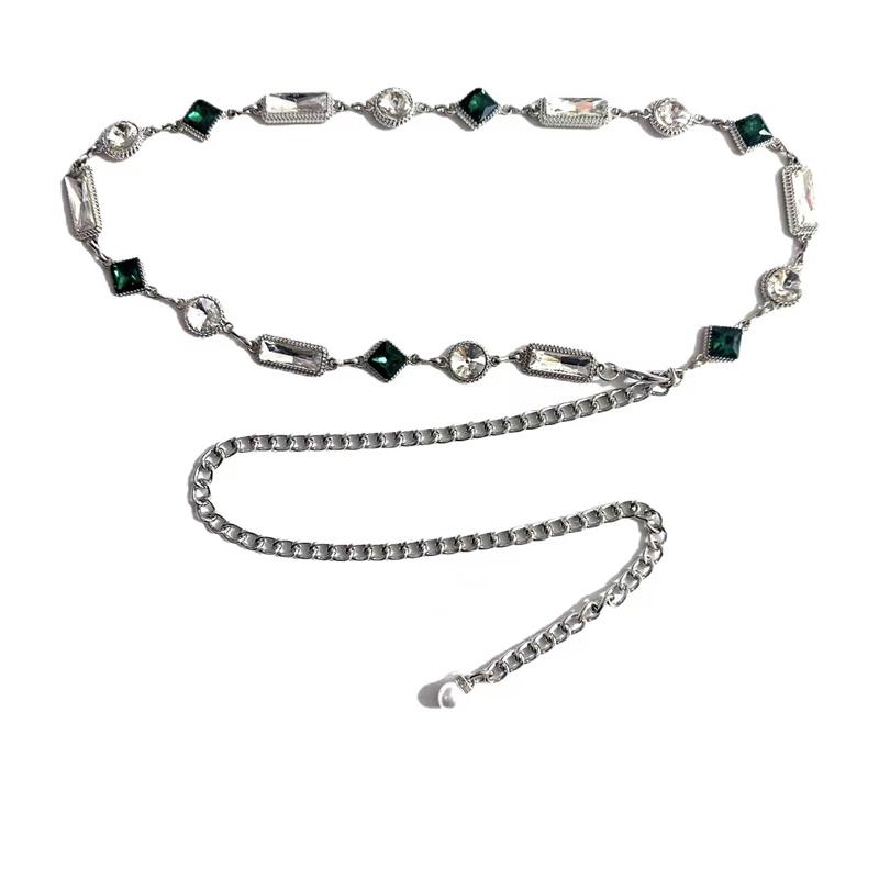 主な素材: 金属 アイテム: ウエストチェーン デザイン: ストーン付き.チェーンデザイン カラー: グリーン×ホワイトストーン.ピンク×ホワイトストーン 装飾: ストーンの埋め込み バックル素材: 合金 バックルタイプ: フック式 チェー...