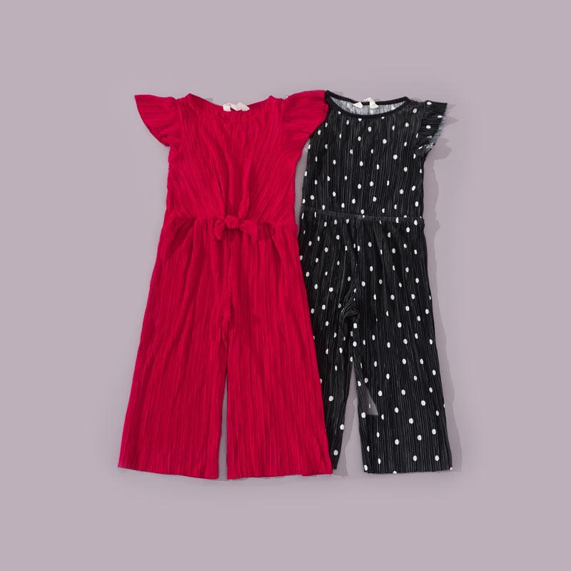 スタイル: カジュアル ウエスト: ハイウエスト パンツ丈: ロング デザイン: ウエストゴム 仕様: 股開きなし パンツタイプ: オールインワン 対象: 女の子 カラー: レッド.ブルー.ブラックドット.ブラック 柄: 無地.ドット