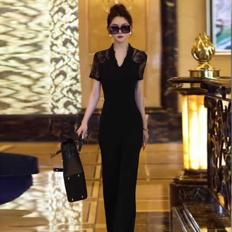 スタイル: オフィス デザイン: ワイドパンツ ウエスト: ハイウエスト パンツ丈: ロング サイズ: S.M.L.XL.2XL カラー: ブラック半袖タイプ