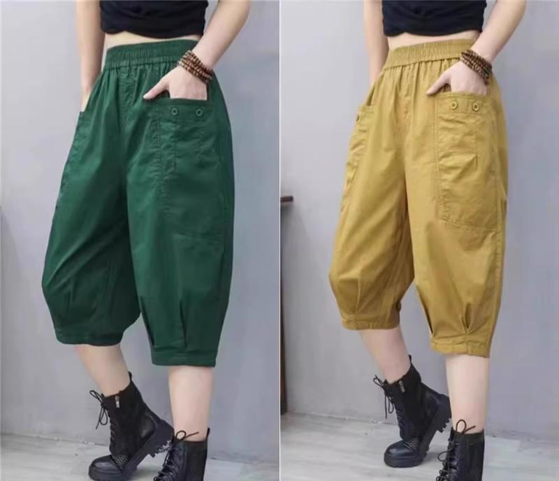 シルエット: ゆったり デザイン: ポケット付き 仕立て: ウエスト: ハイウエスト パンツ丈: 七分丈 シーン: カジュアル 厚さ: 薄手 柄: 無地 サイズ: L.XL.M.2XL.3XL.4XL.50 カラー: カーキ.ブラック.グリ...
