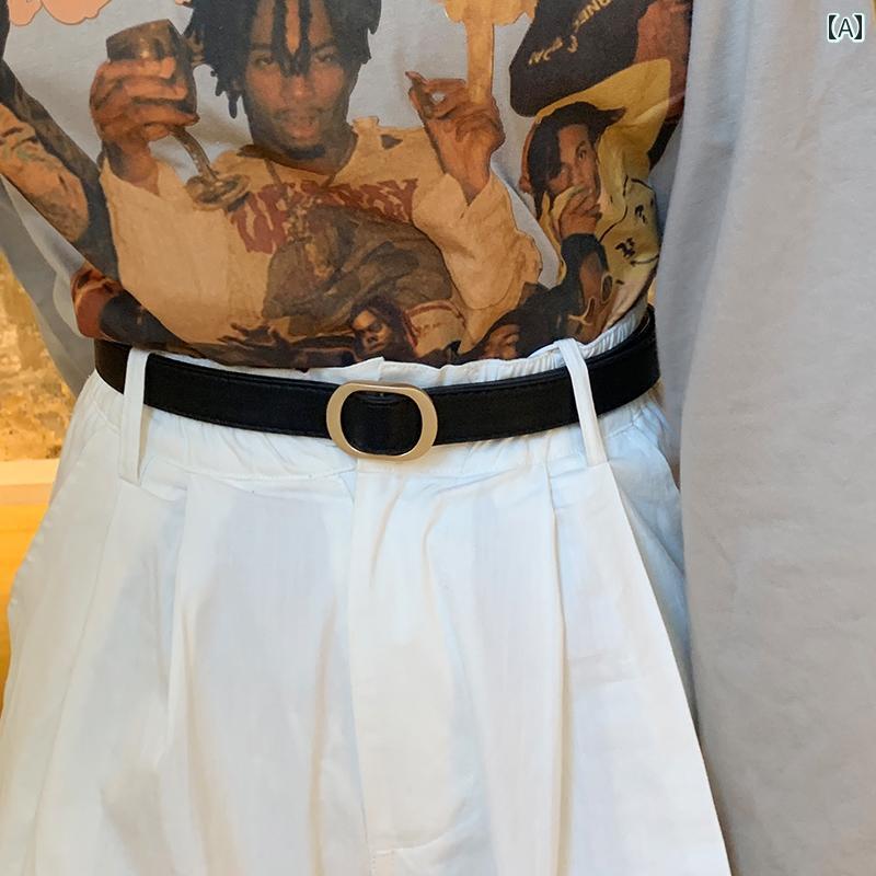 素材: 合皮 デザイン: シンプル カラー: ブラック.コーヒー バックル: 丸型.合金 ベルトタイプ: シングルループ 表面仕上げ: ソフト