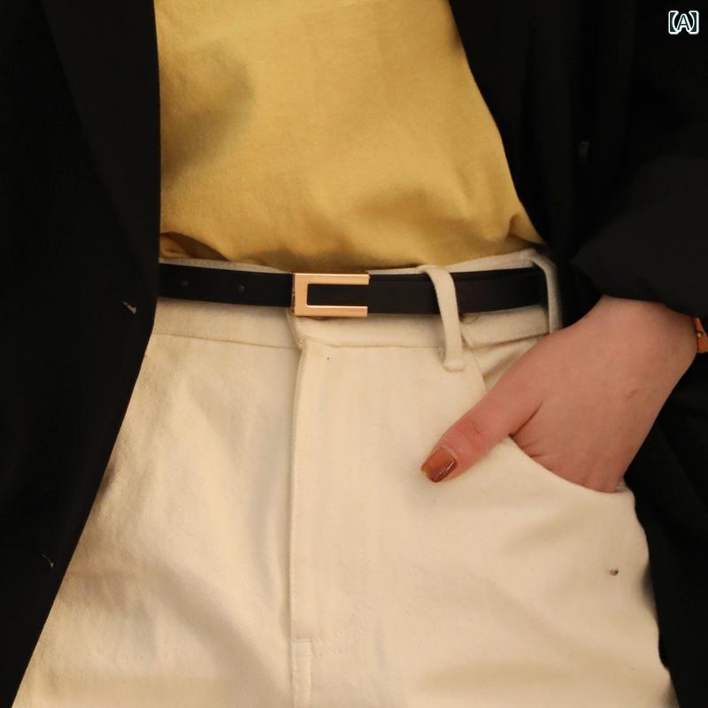 主な素材: PUレザー スタイル: ベーシック 性別: 女性 タイプ: ベルト デザイン: シンプル カラー: ゴールドバックル.シルバーバックル バックル素材: 合金 素材仕様: ソフト