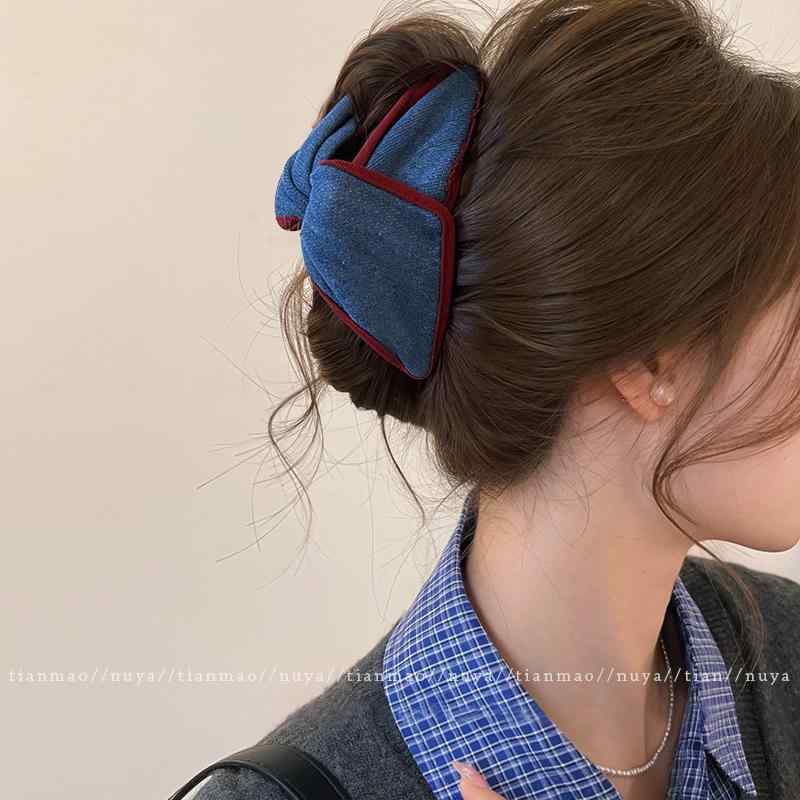 スタイル: 韓国・ 素材: 布 分類: ヘアクリップ カラー: ダークブルー三角クリップ.ライトブルー三角クリップ.グレーリボンクリップ.デニムブルーリボンクリップ.ダークブルー三角クリップ2個セット.ブルーリボンクリップ+ダークブルー三角...