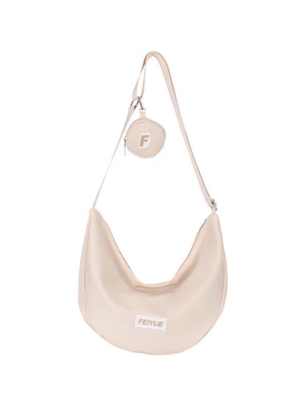 持ち手タイプ: ソフトハンドル デザイン: ステッチ加工 仕切り: なし 硬さ: ソフト 肩紐タイプ: シングルストラップ 閉じ方: ファスナー 用途: カジュアル 形状: 水餃子型 サイズ: 大きめ 素材: ナイロン布 内側構造: ファス...