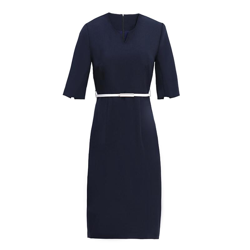 サイズ: S.M.L.XL.2XL.3XL.4XL.5XL.6XL 柄: 無地 スタイル: オフィスカジュアル ネックデザイン: Vネック ウエストタイプ: ミドルウエスト 前立て: ファスナー カラー: ネイビー（半袖・青いベルト）.ネイ...