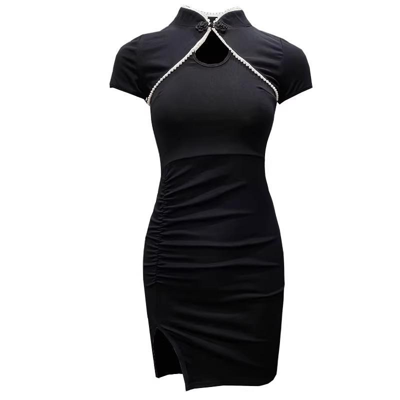 サイズ: S.M.L.XL.2XL 柄: 無地 スタイル: セクシー 襟型: 立ち襟 ウエスト: ハイウエスト 着脱: プルオーバー カラー展開: ブラック.レッド 袖型: レギュラー セット内容: 1点 スカート形状: タイトスカート 袖...