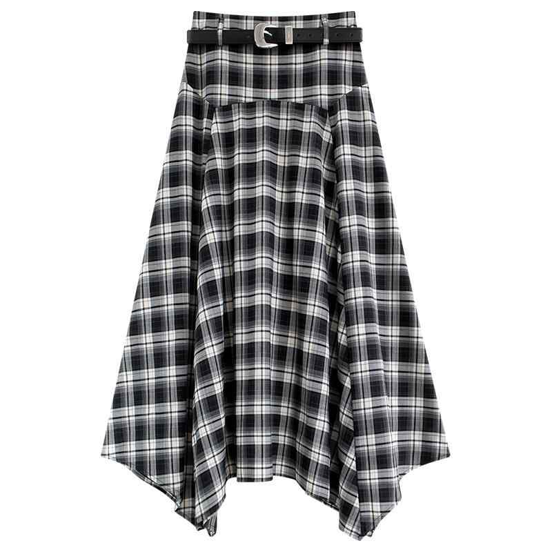 スタイル: オフィス デザイン: プリント.ファスナー付き ウエスト: ハイウエスト 素材: ポリエステル.レーヨン.ポリウレタン 織り方: ジャガード織り シルエット: Aライン シルエット: ゆったり スカート丈: ミモレ丈 柄: チェ...