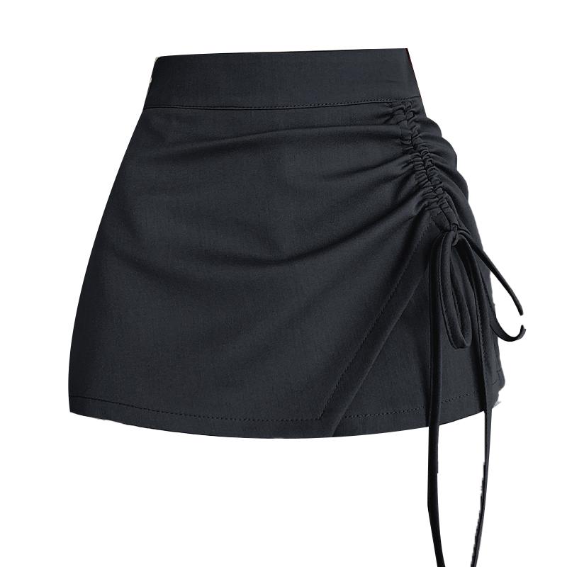 スタイル: ベーシック ウエスト形状: ハイウエスト 素材: ポリエステル95% スカート型: Aライン スカート丈: ミニ丈 シルエット: Aライン 柄: 無地 サイズ: S.M.L.XL カラー: カーキ.ブラック.グレー.カーキ（小柄...