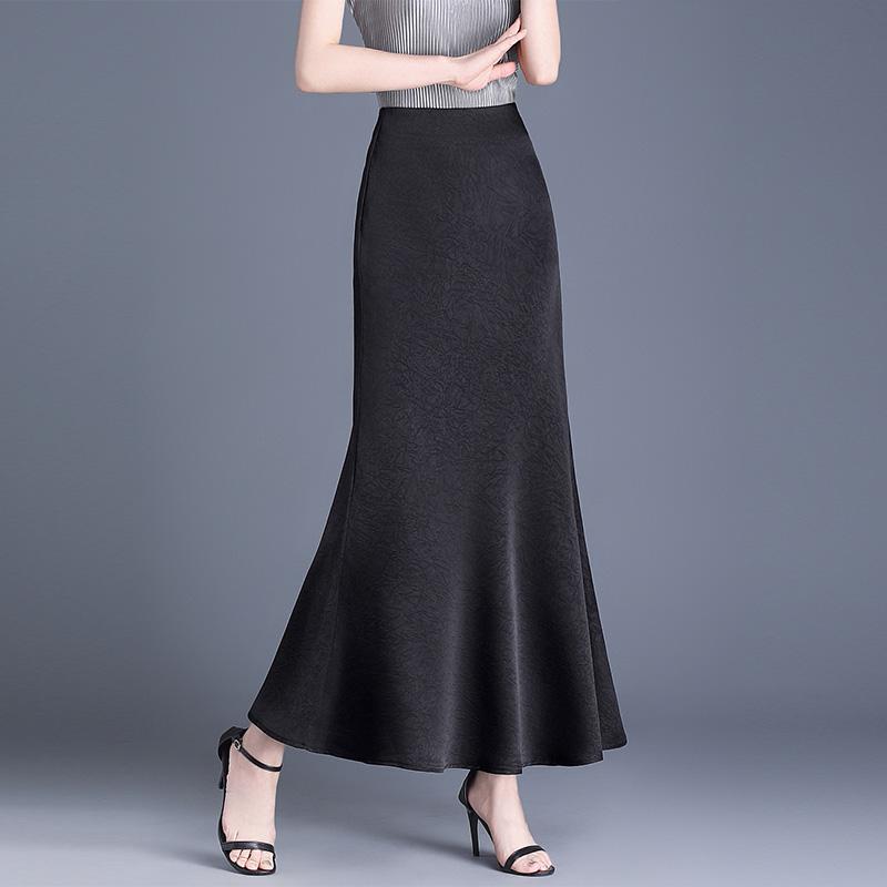 スタイル: オフィス向け デザイン: フリル付き ウエストタイプ: ハイウエスト 素材: ポリエステル95%.ポリウレタン5% スカート型: マーメイドスカート シルエット: タイトフィット 厚さ: 薄手 スカート丈: ロング丈 シルエット...