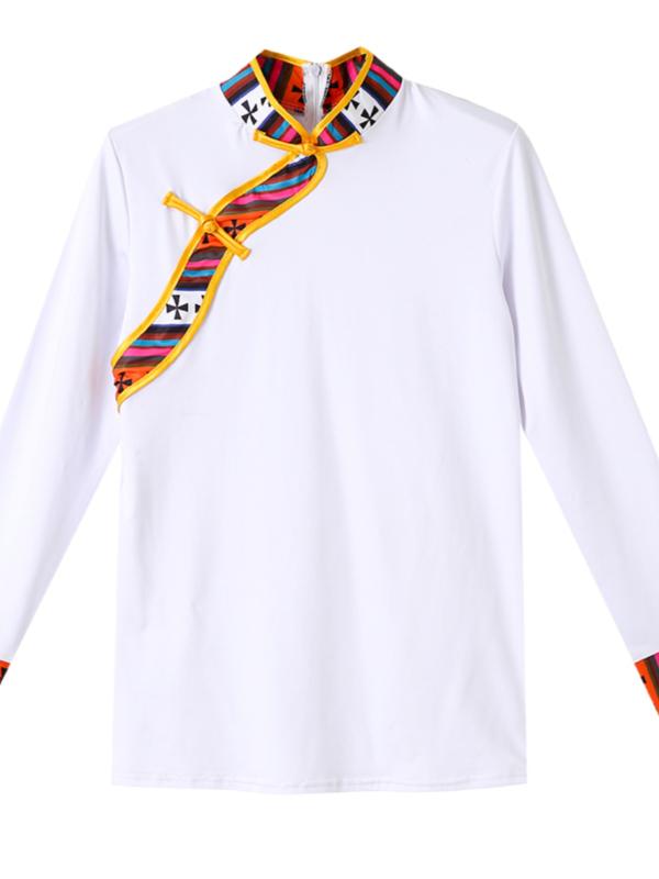 材質: 牛乳 サイズ: 2XL.3XL.4XL.5XL.S.M.L.XL カラー: 立ち襟ワインレッド長袖.立ち襟ホワイト長袖.立ち襟ブラック長袖