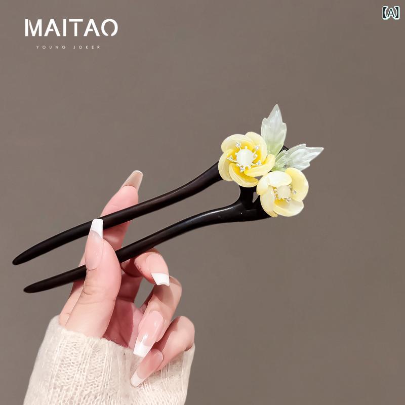 素材: 木 スタイル: 上品で カテゴリー: 簪子 カラー: 唐草柄オレンジグリーン.唐草柄ピンクグリーン.唐草柄パープルグリーン