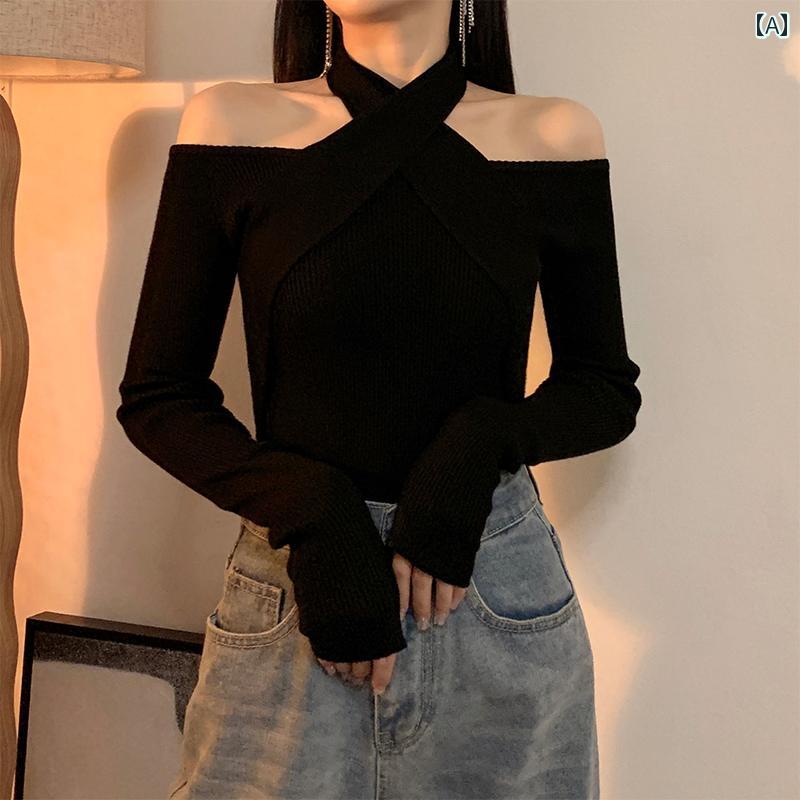 サイズ: S.M.L 柄: 無地 スタイル: オフィス向け デザイン: レトロ ネックライン: オフショルダー 着脱方法: プルオーバー カラー: ブラック 袖タイプ: レギュラー袖 セット内容: 単品 袖丈: 長袖 シルエット: スリムフ...