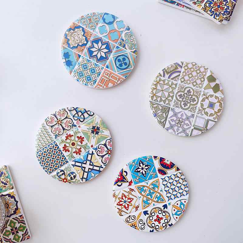 - 要素: レトロ - スタイル: 北欧風 - 形状: 丸形 - 手作り: なし - - 色: ピンク（八角形コースター）.ゴールド（八角形コースター）.パープル（八角形コースター）.イエロー（八角形コースター）.ブルー系ミックス（八角形コ...