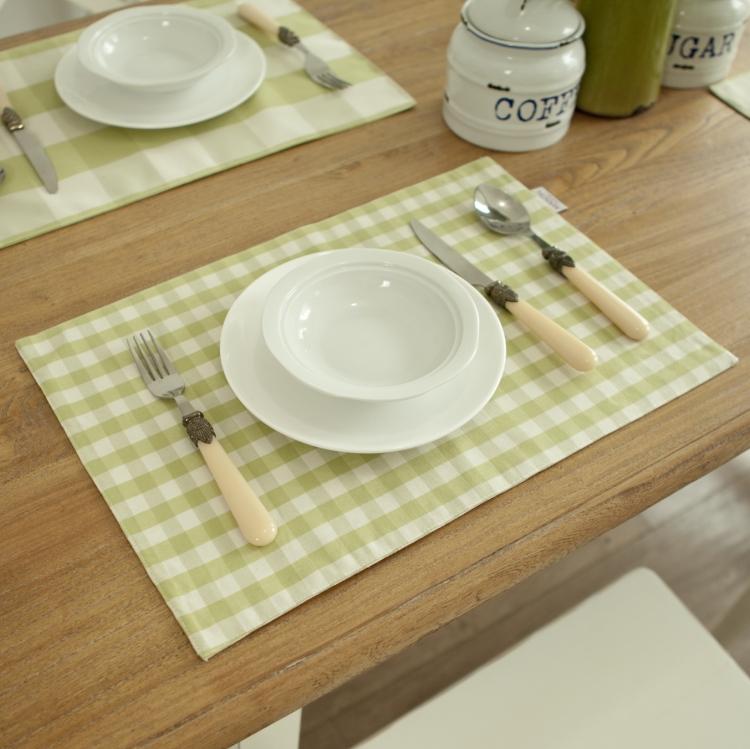 材質: 布 スタイル: ナチュラル カラー: ライトグリーン小格子.ライトグリーン大格子 サイズ: 30×45cm（ランチョンマット1枚）
