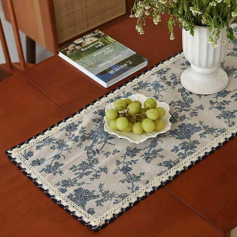 スタイル: アメリカンカントリー風 素材: 布製 サイズ: 30×140cm.30×180cm.30×200cm.30×240cm カラー: ブルー花柄